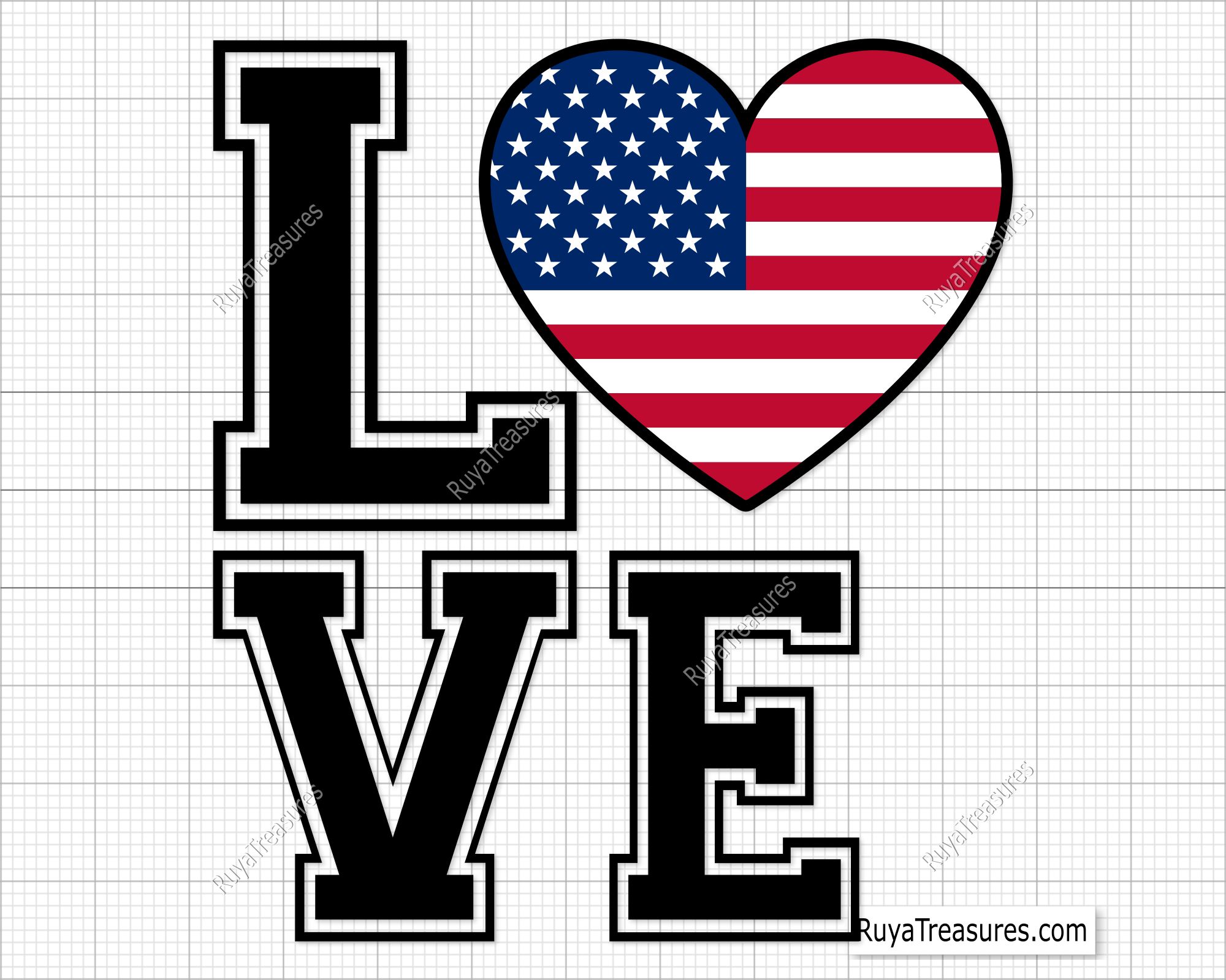 American Heart Flag Svg Png, Love America Svg, Heart Shaped Flag Svg