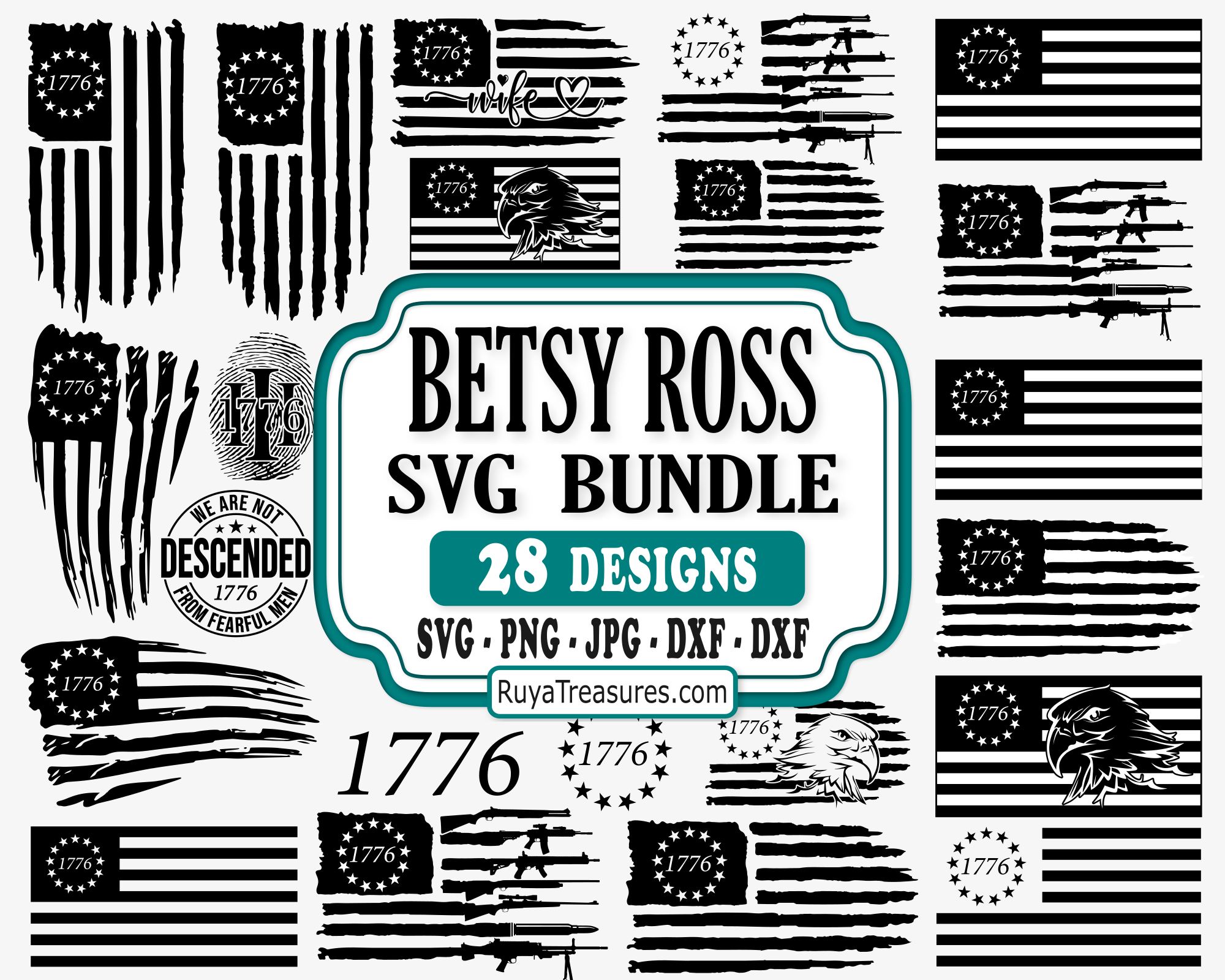 Betsy Ross Flag Svg Bundle, 1776 American Flag Svg, Revolutionary War