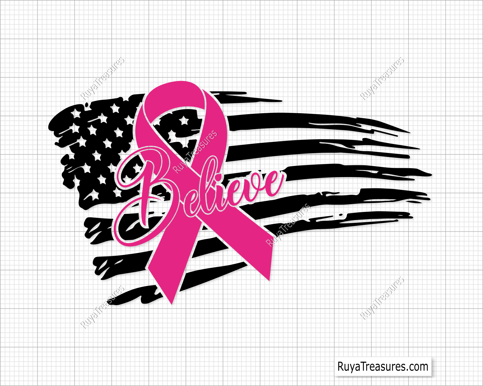 Breast Cancer Flag Svg Png, Pink Ribbon Svg, Awareness Ribbon Svg