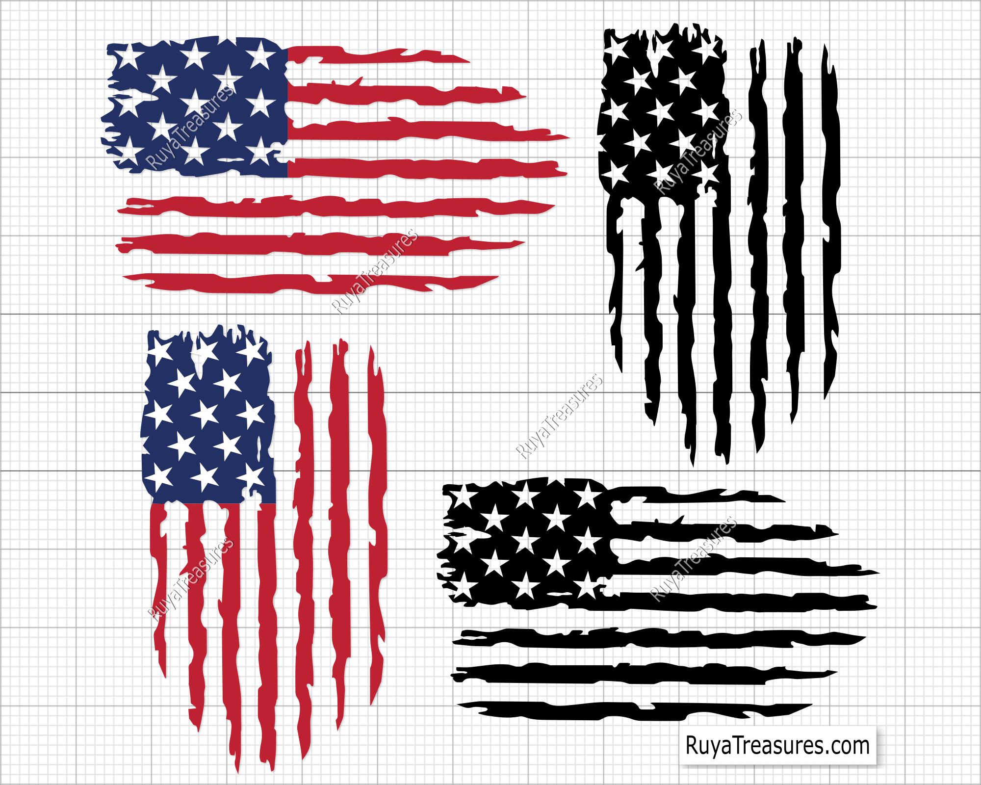 Distressed American Flag Svg, Grunge Flag Svg, Retro American Flag Svg