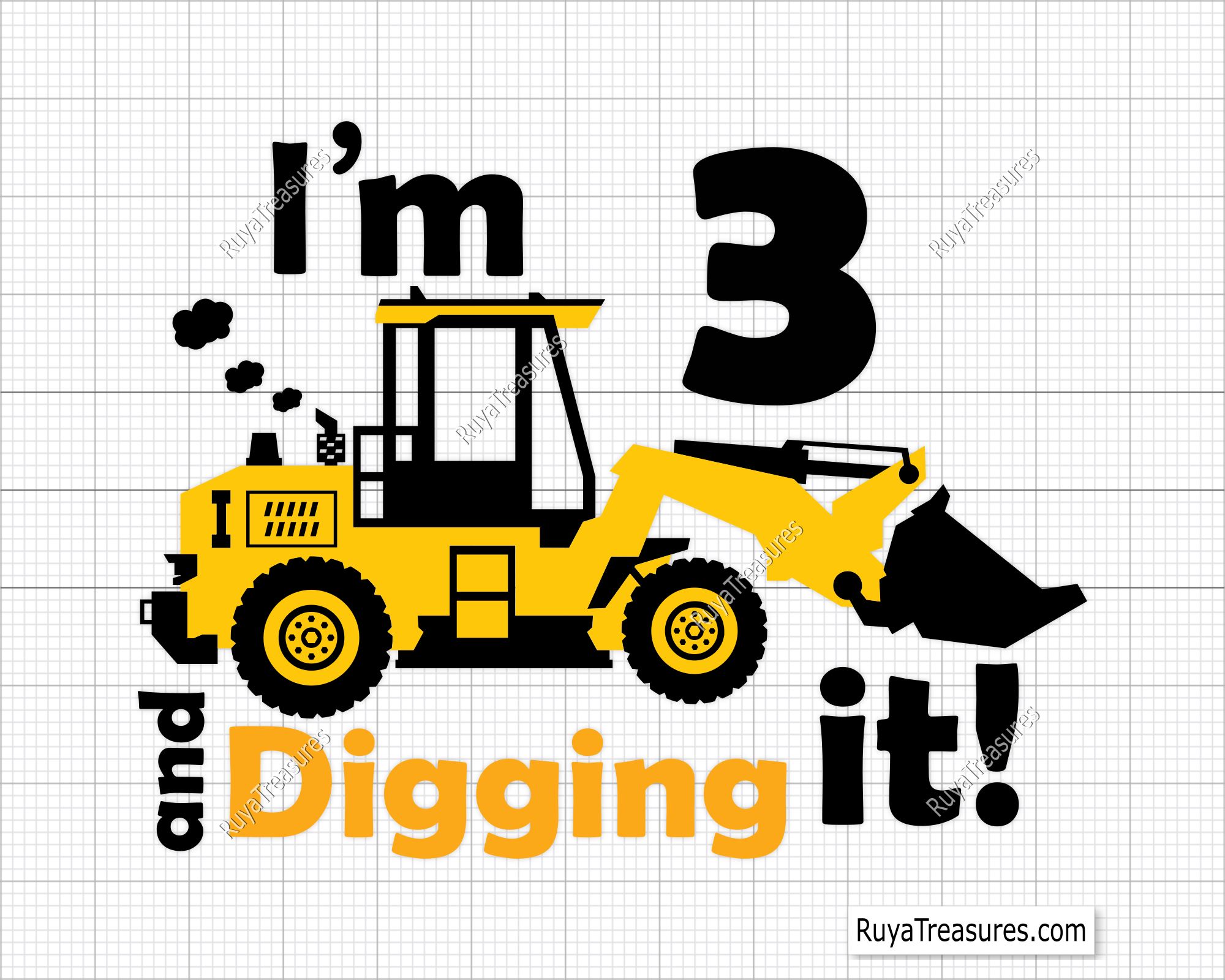 I'm 3 and Digging It Svg Png, 3rd Birthday Svg Png, Kids Birthday Svg