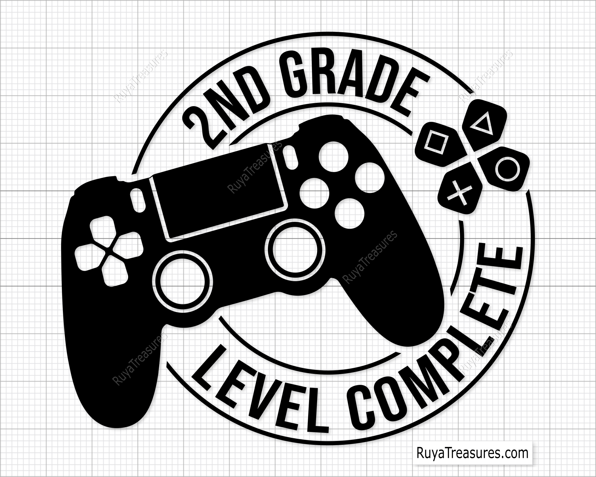 2nd Grade Level Complete Svg, 2nd Grade Svg, Gamer Graduation Svg