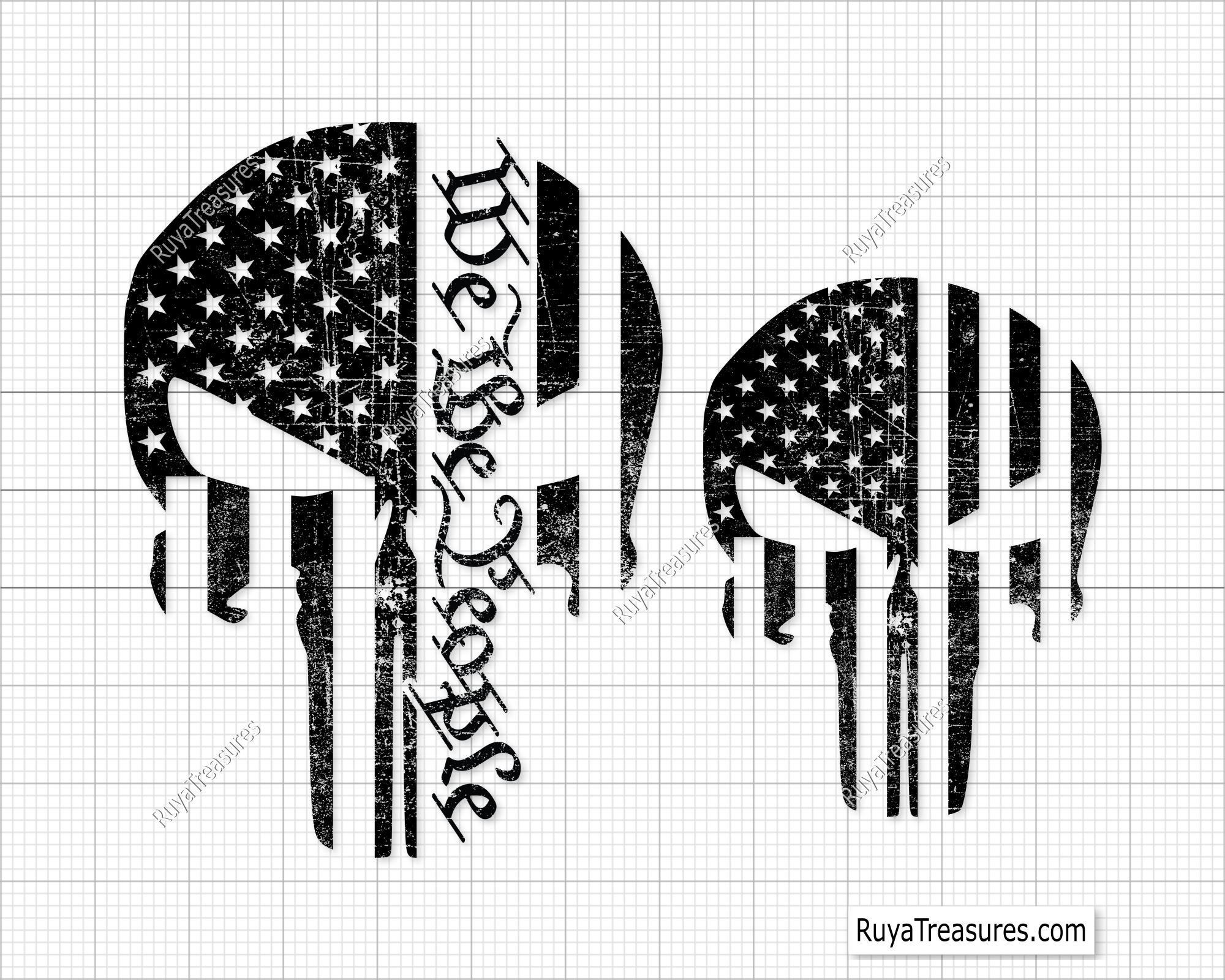 Distressed American Punisher PNG, Punisher Skull PNG, USA Flag Skull P