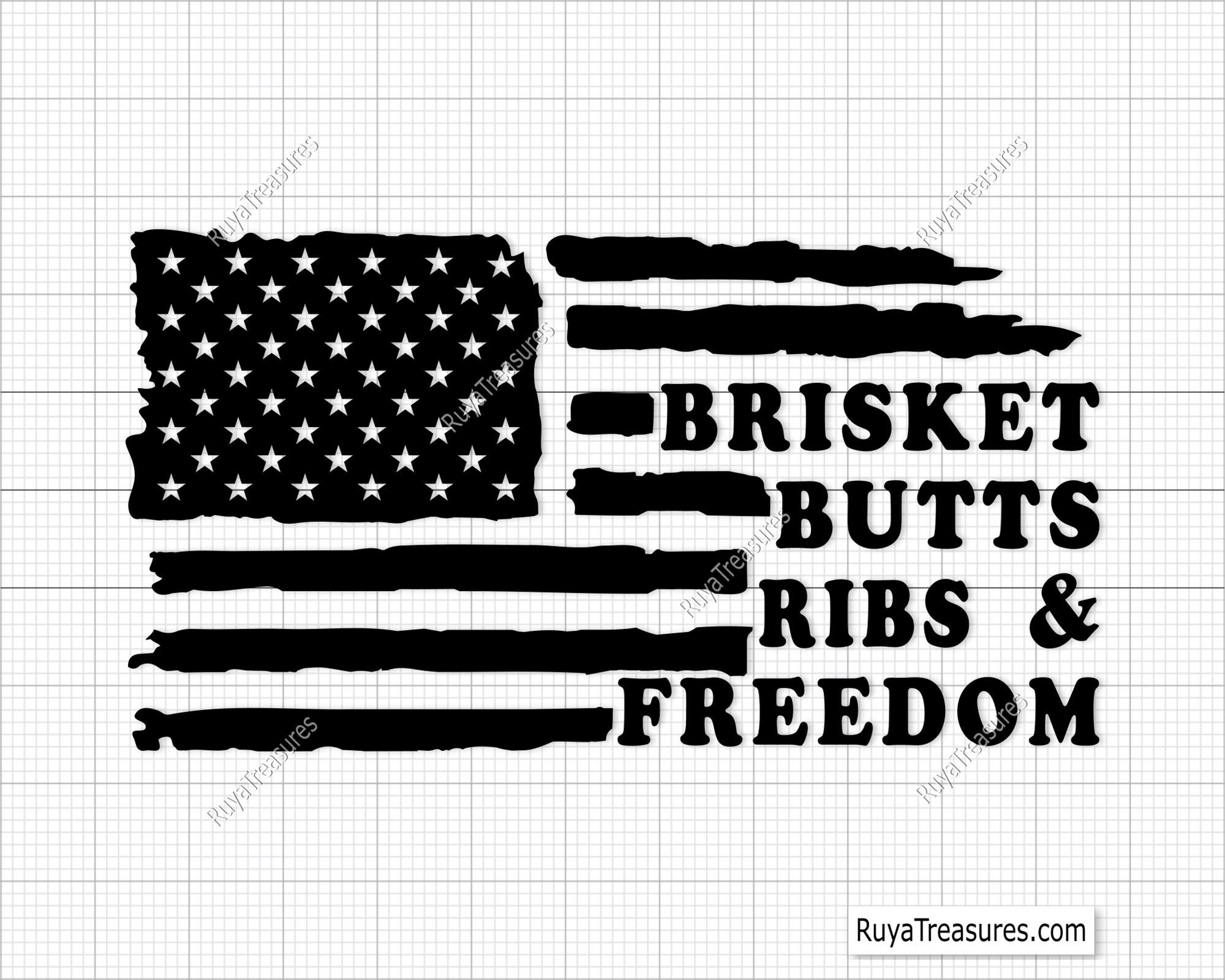 FREE Brisket Butts Ribs and Freedom Flag SVG, BBQ SVG, Patriotic SVG