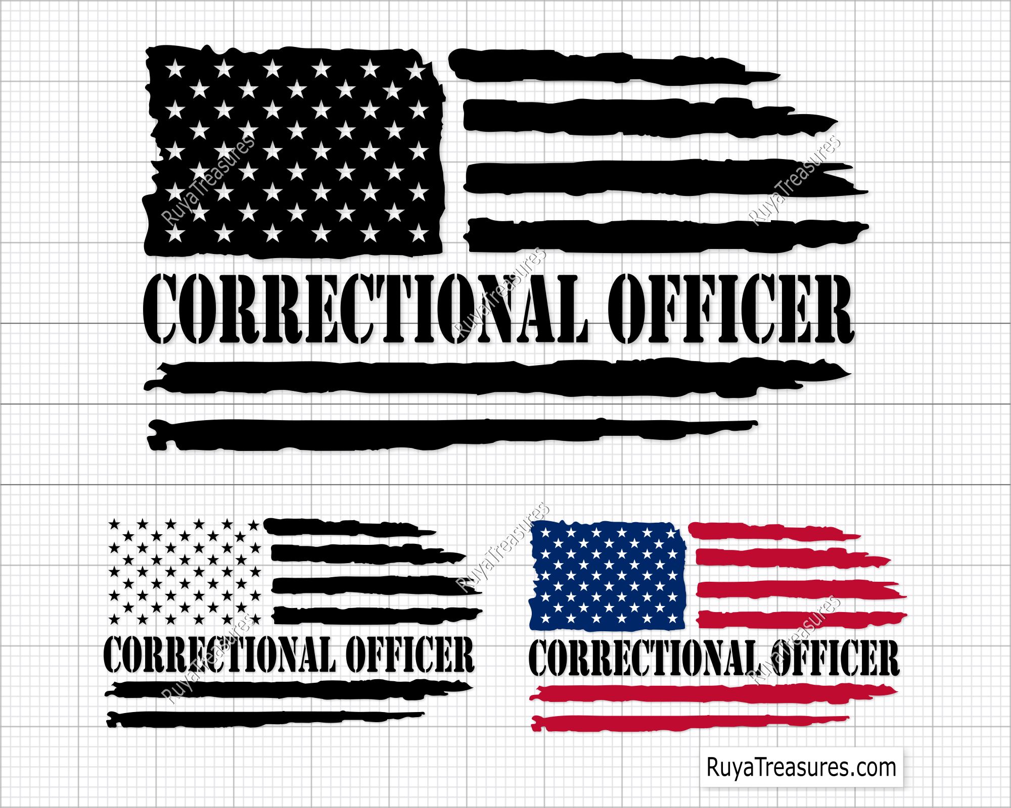 Correctional Officer Flag Svg, Thin Silver Line Svg, Prison Guard Svg