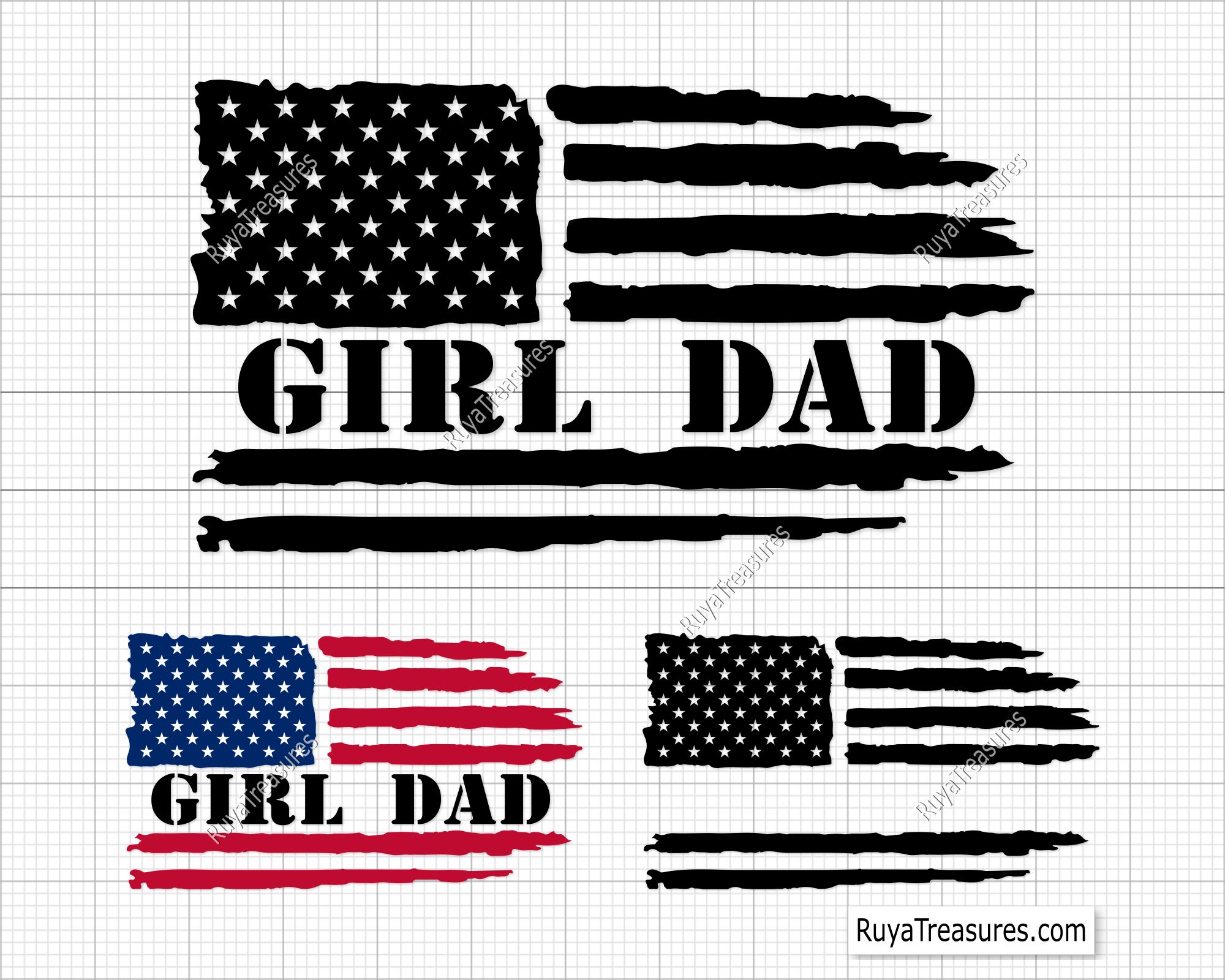Girl Dad Flag Svg, Proud Girl Dad Svg, Father's Day Svg, Dad Flag Svg