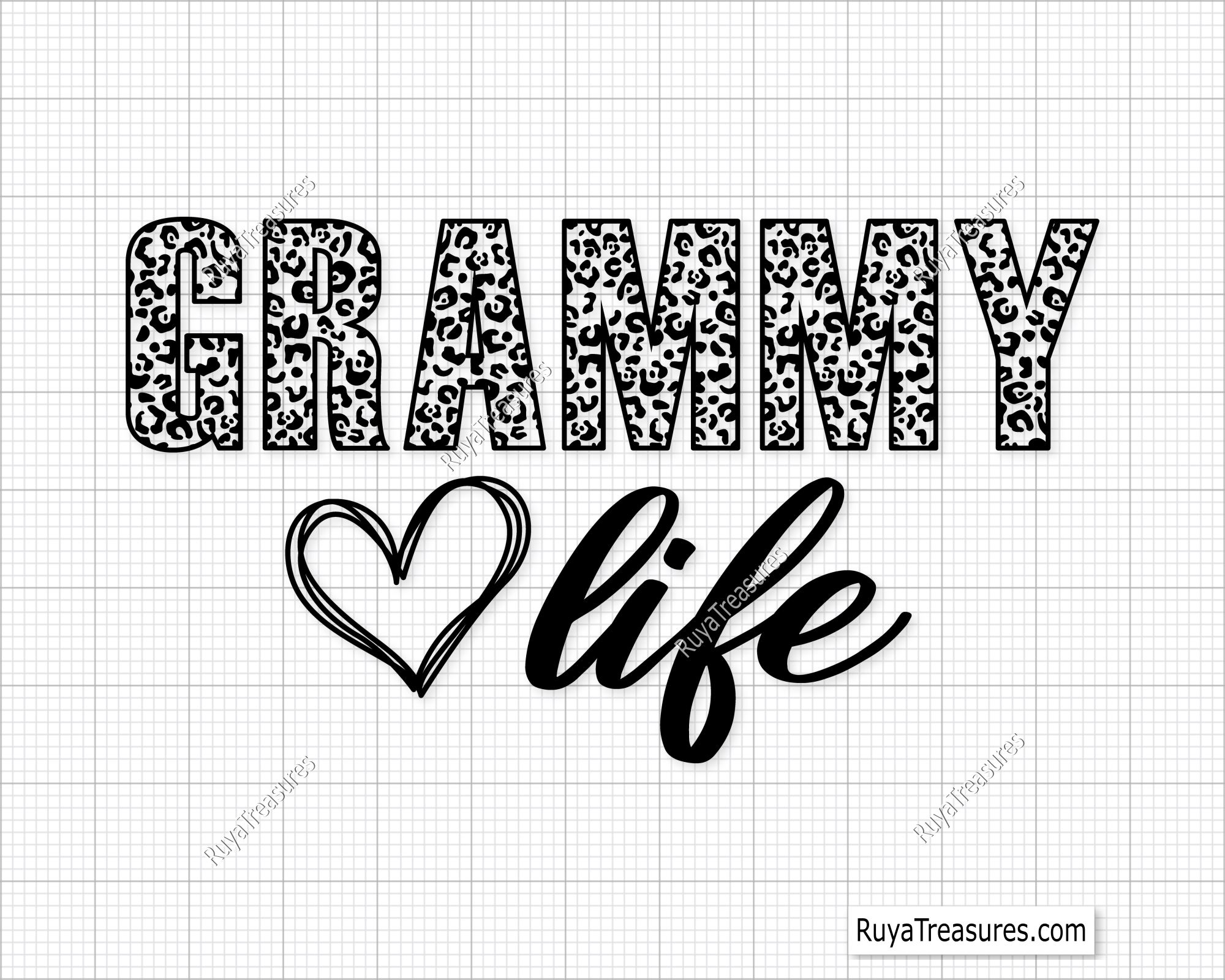 Leopard Print Grammy SVG, Grammy Life SVG Design, Grandma Svg