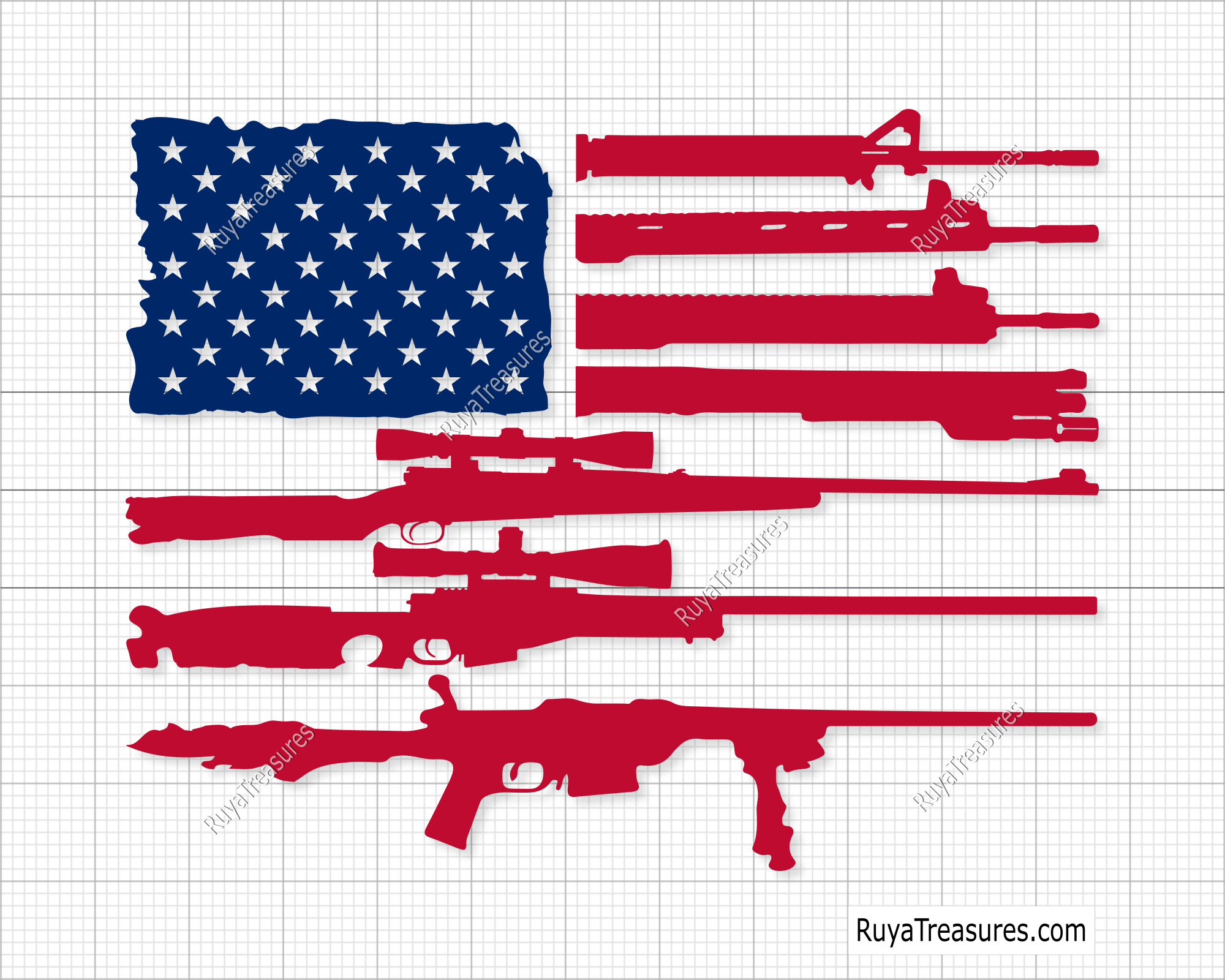 Rifle Flag Svg, USA Flag Gun Svg, American Flag Rifle Svg, 2A Rights S