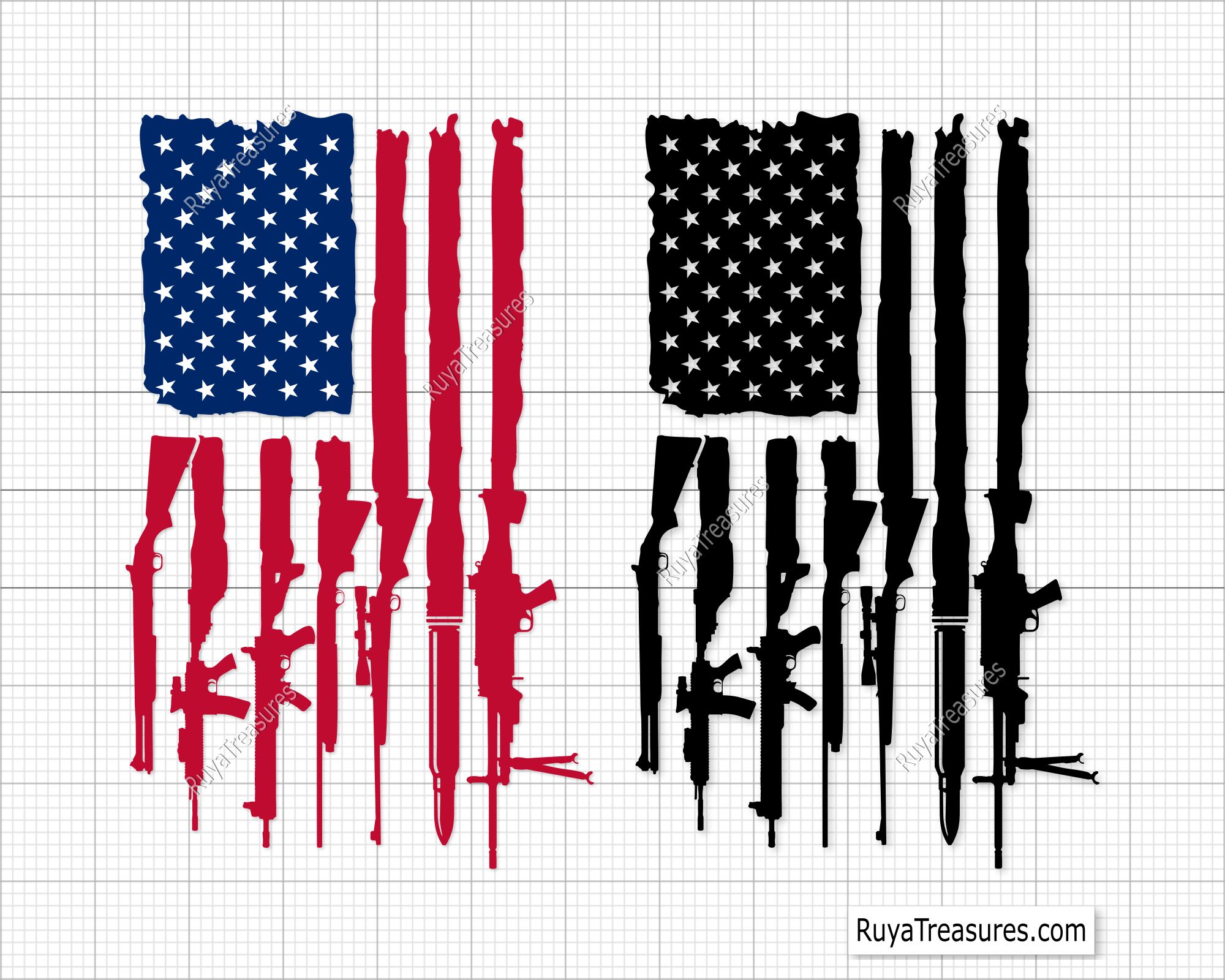 American Rifle Flag Svg Png, Gun Rights 2A Svg, USA Flag Gun Svg