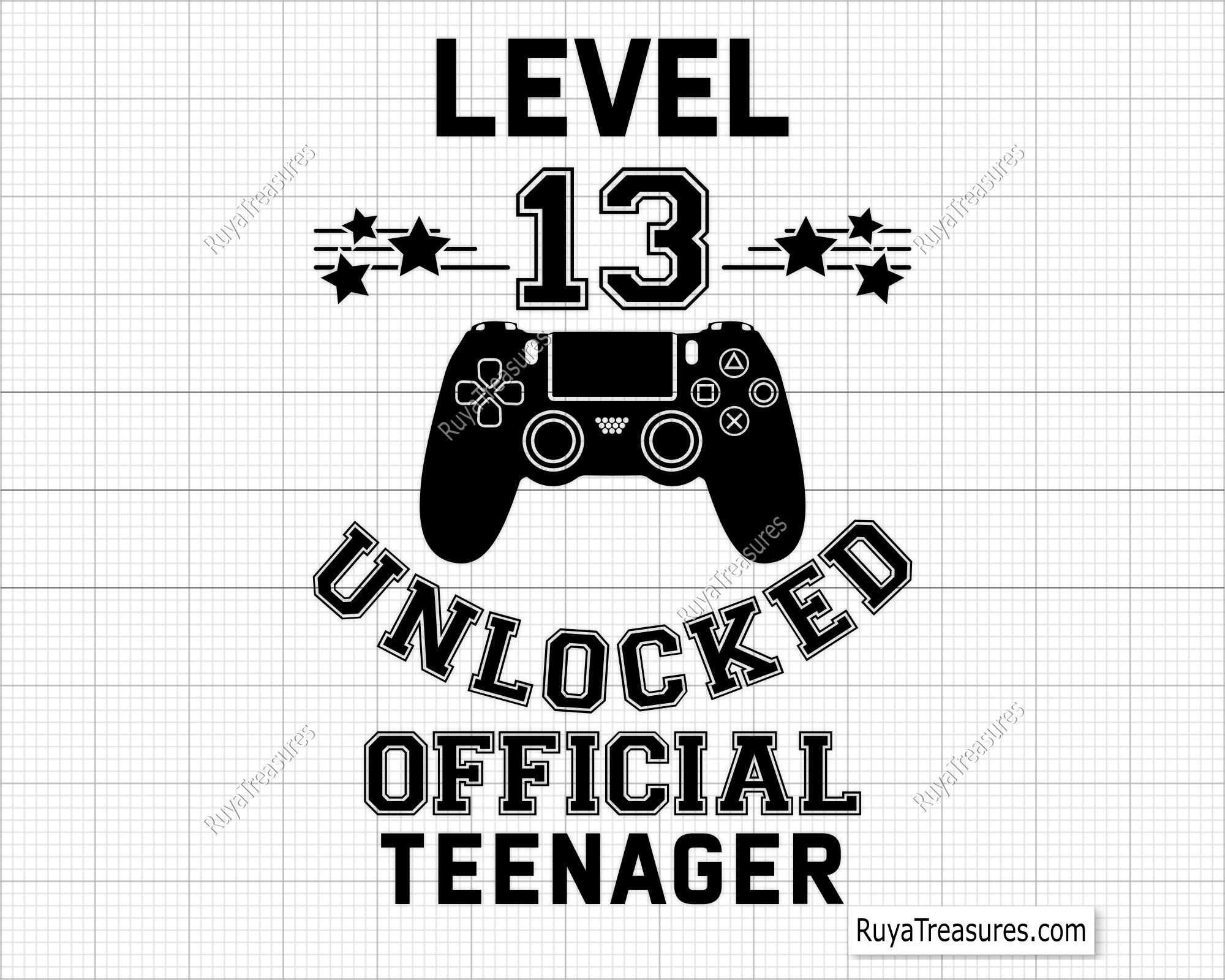 Level 13 Unlocked Svg Png, Official Teenager Svg, 13th Birthday Svg