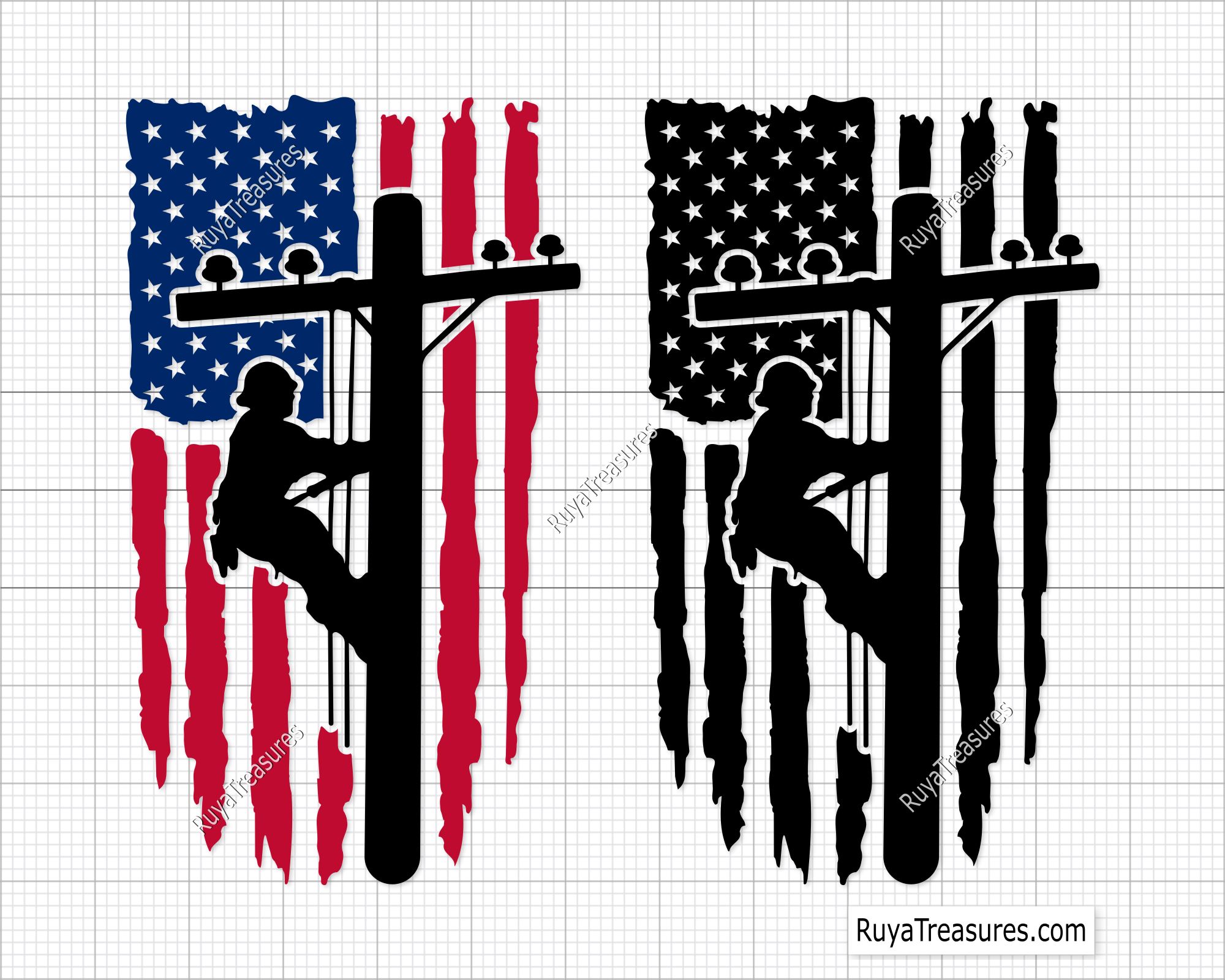 Lineman Flag Svg, Electrician Flag Svg, Electrician Svg, Lineman Svg