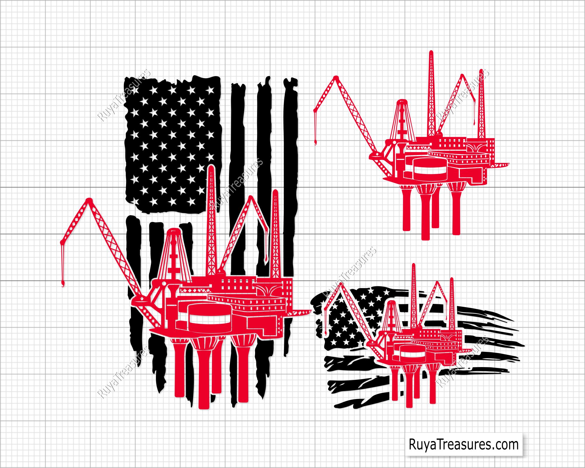 Oil Rig Flag Svg, Offshore Drilling Svg, Oilfield Svg, Oil Worker Svg