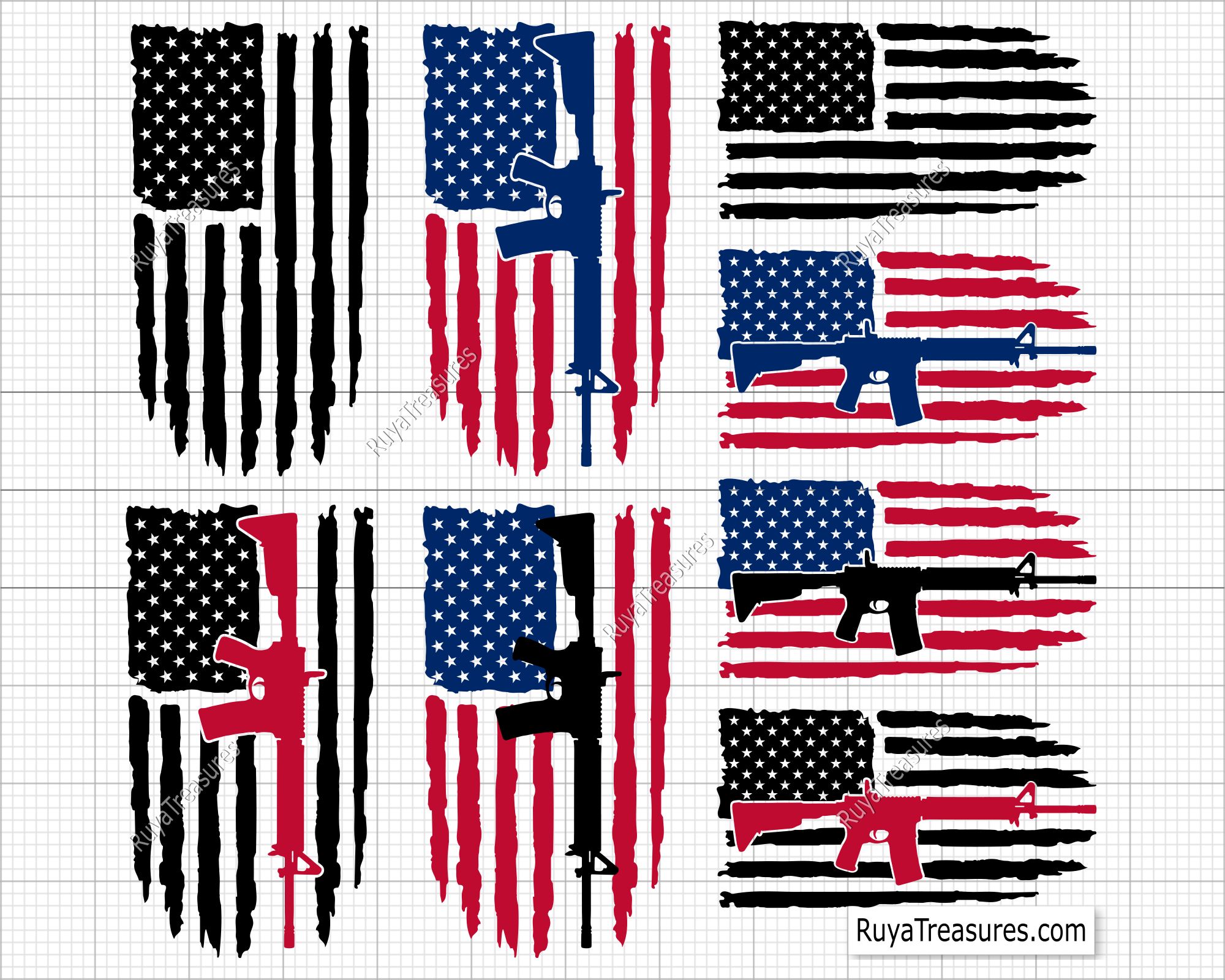 Bundle 2A Rifle Flag Svg Png, USA Gun Flag PNG, American Patriot Flag
