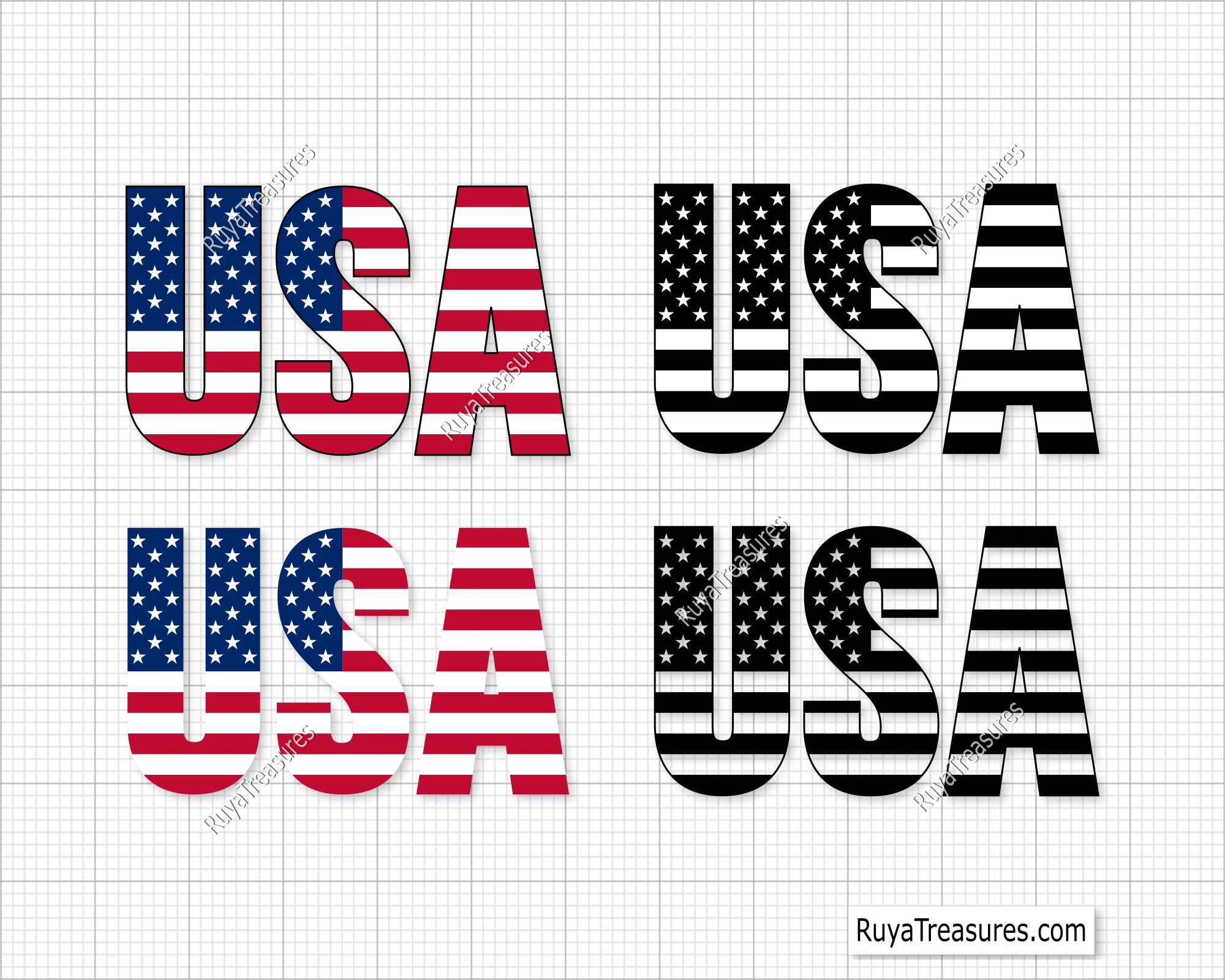 USA Text Svg, Patriotic Svg, American Svg, Red White and Blue Svg