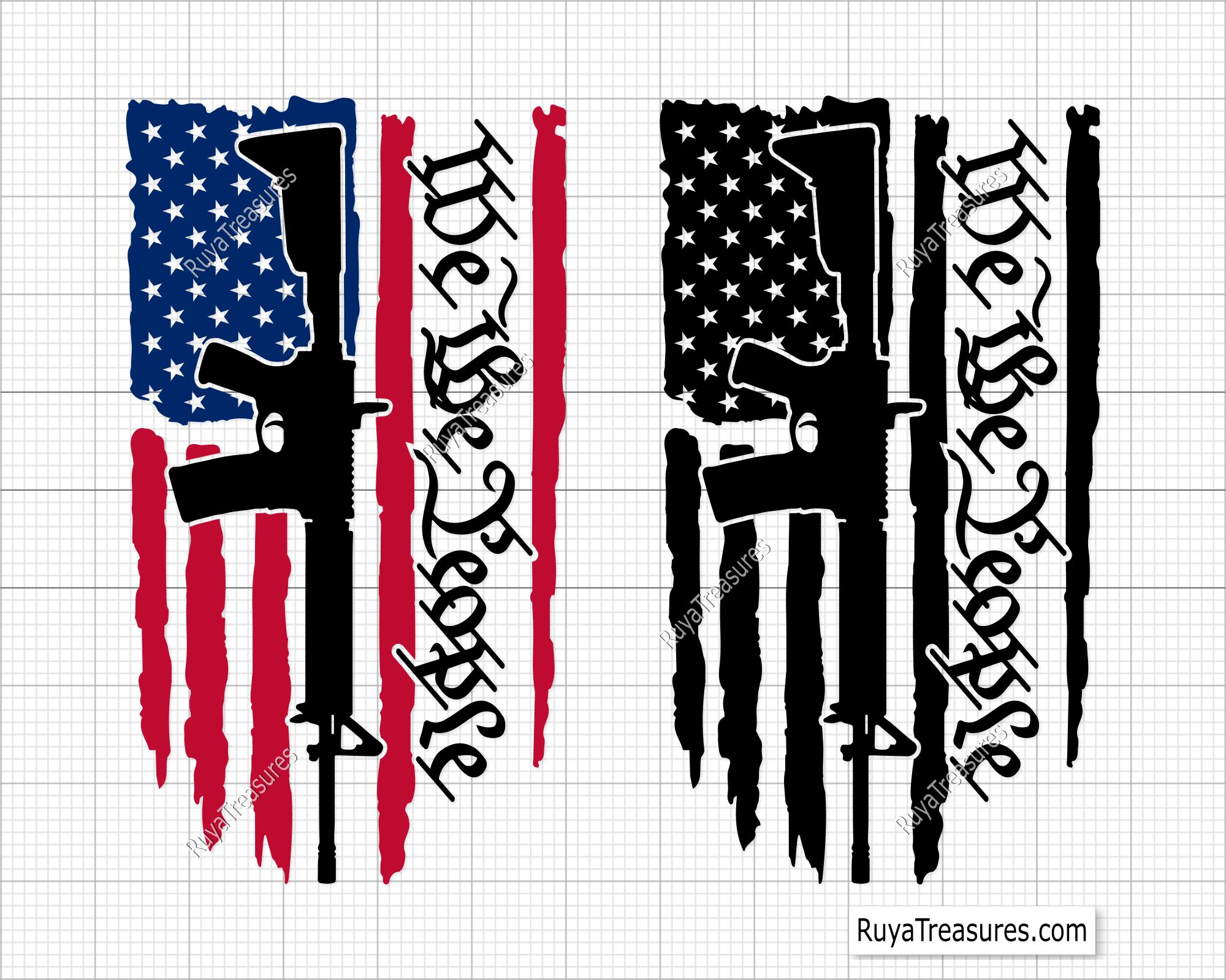 Distressed Flag with AR-15 SVG, We the People Svg, Gun Rights Svg
